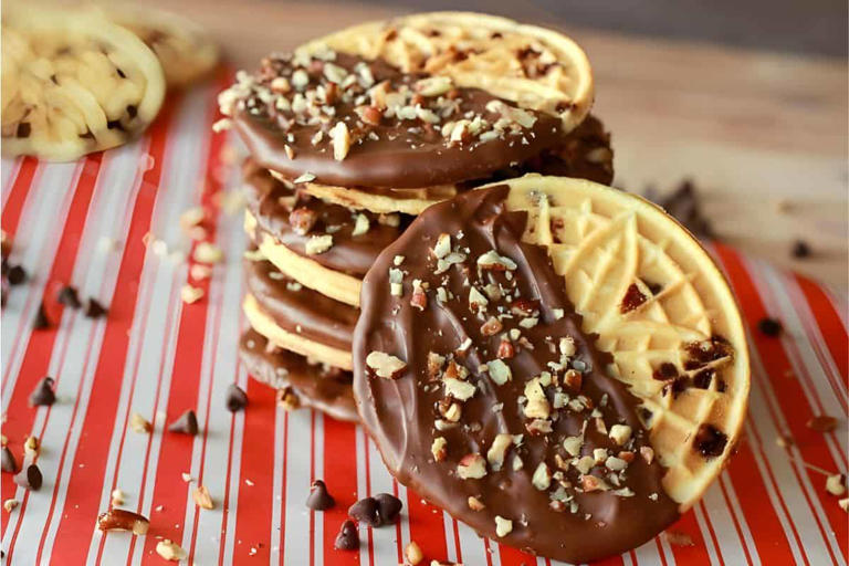 Dipped Chocolate Chip Pizzelle Recipe