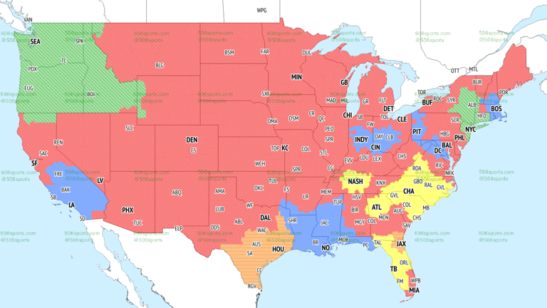 TV broadcast maps for Week 14 of NFL action