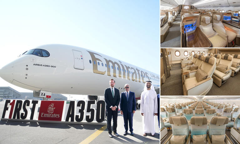 Emirates unveils its first Airbus A350, with business-class seats ... Emirates unveils its first Airbus A350, with business-class seats ...