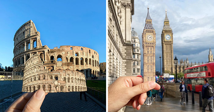 30 Pics Of Iconic Landmarks’ Illustrations Side By Side With Their Real ...