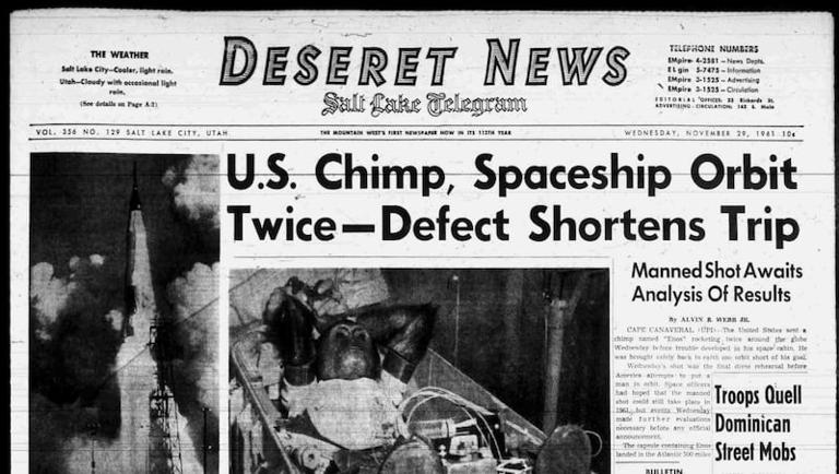 Deseret News archives: Enos the chimp became a national hero in 1961
