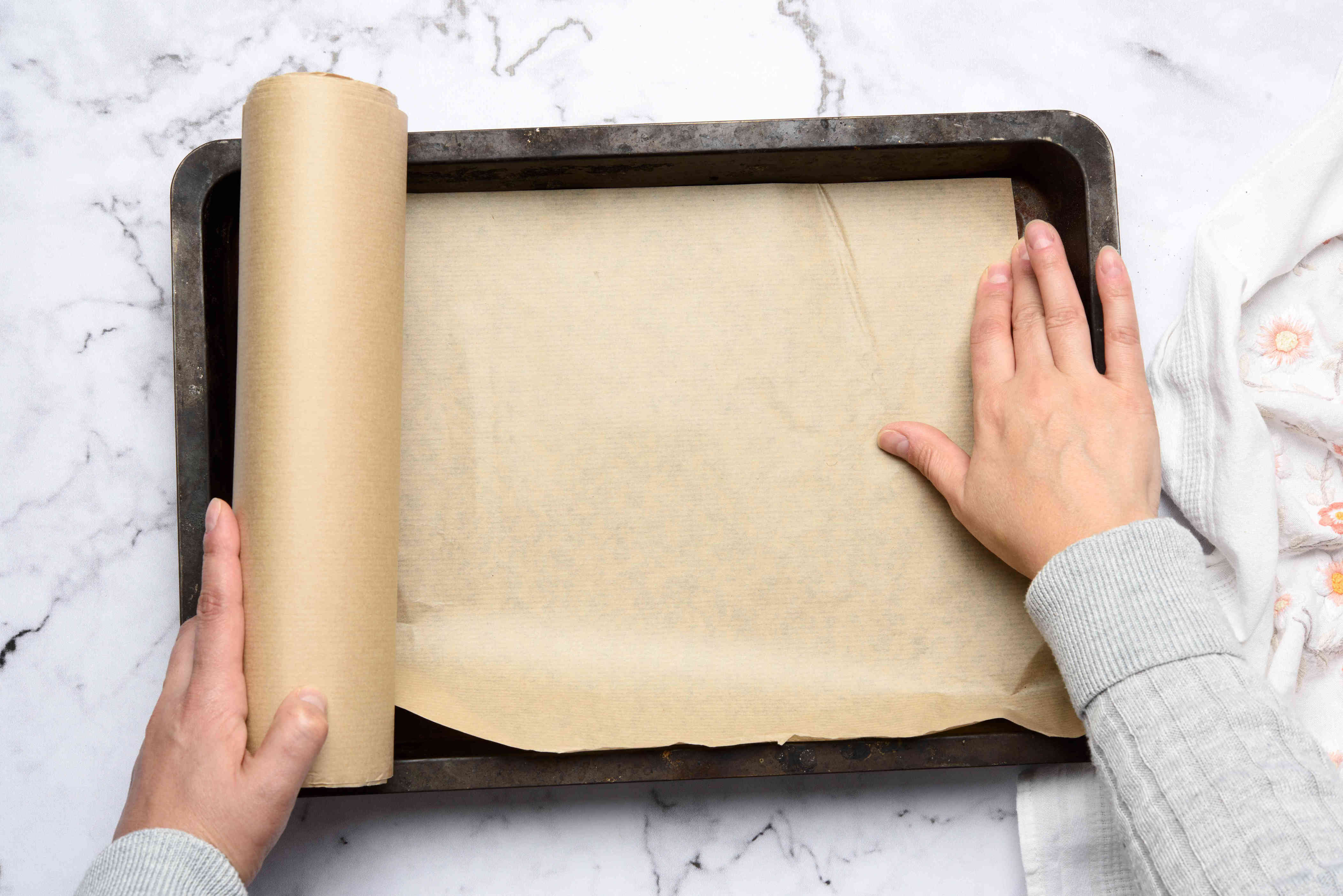 Which side of parchment paper goes up?