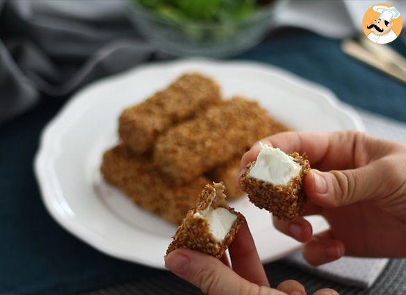 Feta sticks with sesame seeds