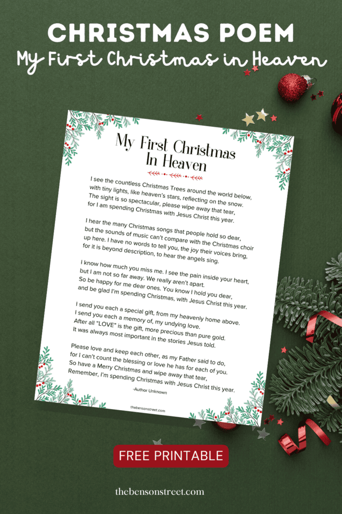 Free Printable “My First Christmas in Heaven” Poem (Author Unknown)