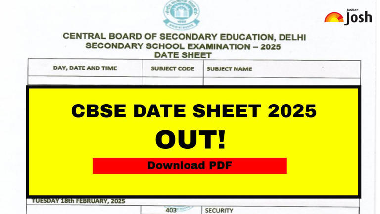 CBSE Date Sheet 2025: Download Official Time Table PDF Subject-wise and ...