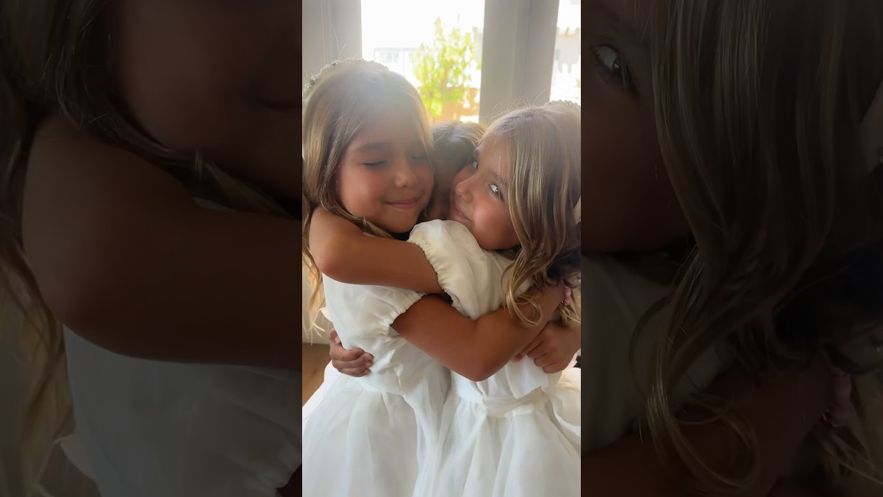 Angelic young twins perform a beautiful musical song together
