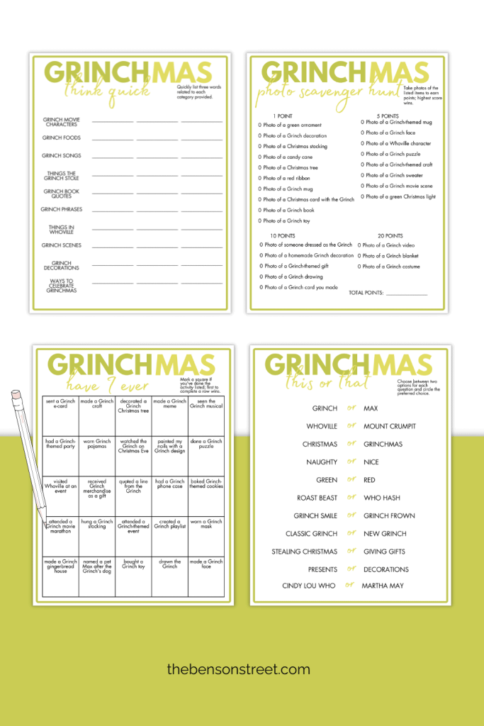 Free Printable Grinchmas Games A Fun Holiday Activity Bundle