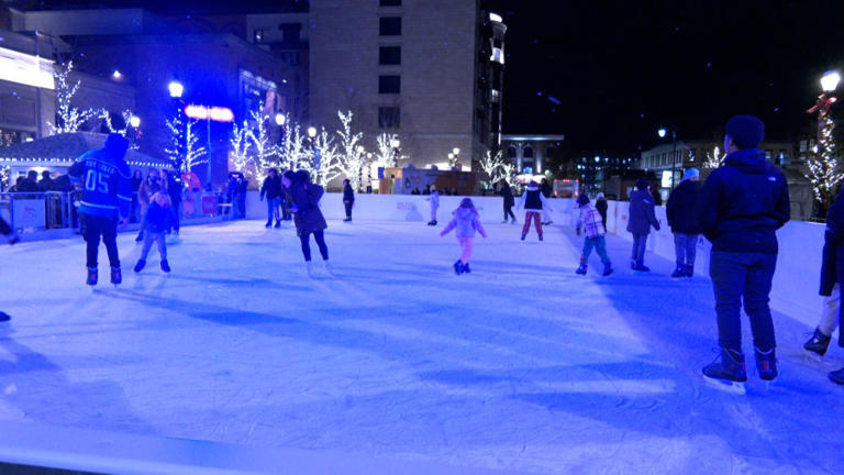 Outdoor ice skating rink opens with annual tree lighting at MGM Springfield Outdoor ice skating rink opens with annual tree lighting at MGM Springfield