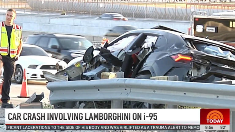 Lamborghini Urus Destroyed in Crash Involving a Mustang on I-95