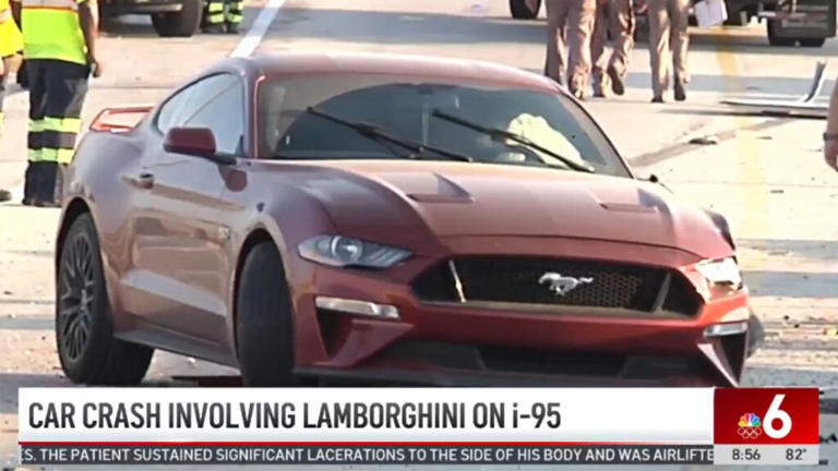 Lamborghini Urus Destroyed in Crash Involving a Mustang on I-95