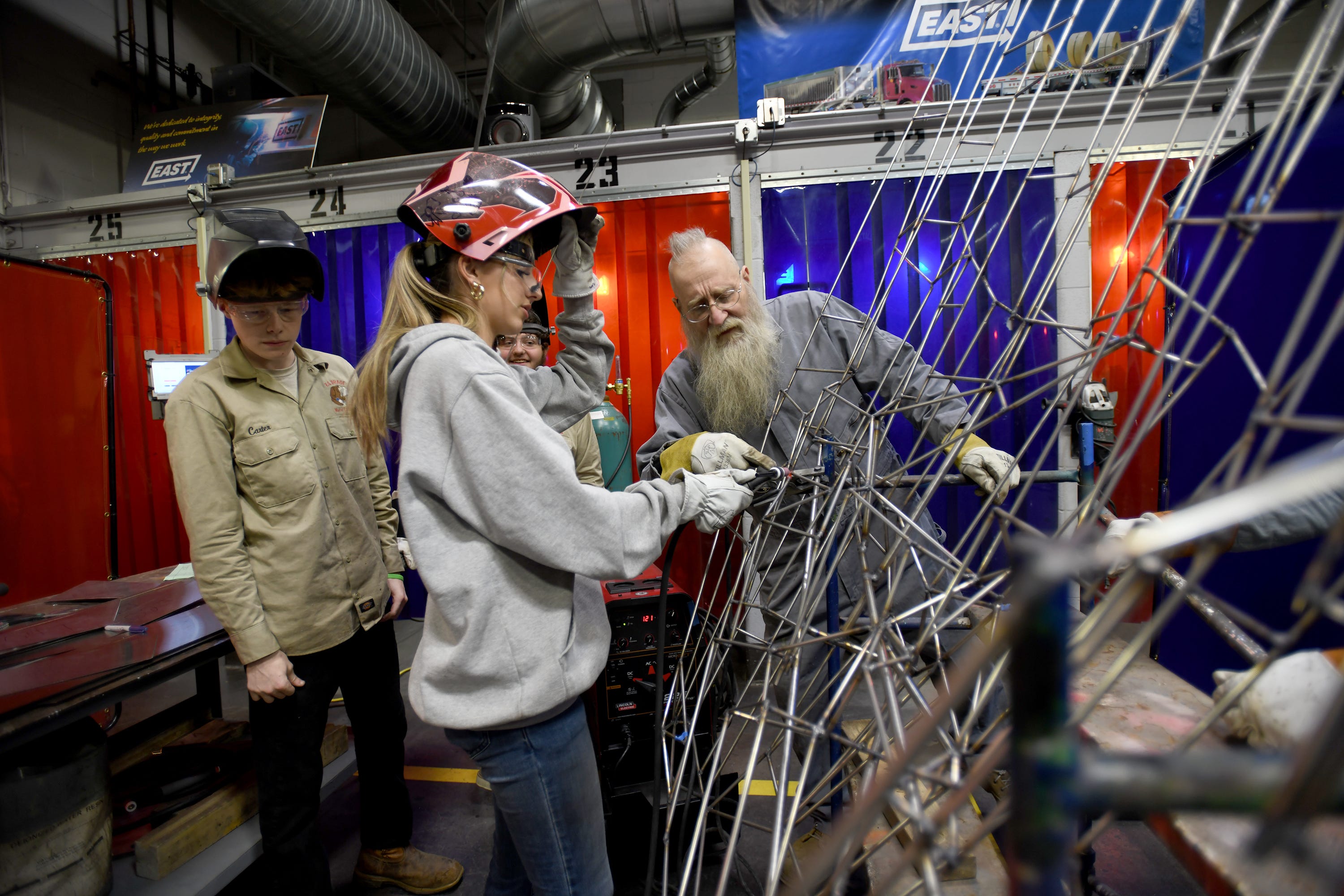 Stark County welding students fabricating soaring falcon sculpture for ...