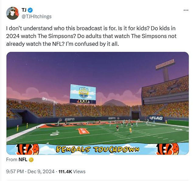 NFL fans divided on 'The Simpsons' version of the Bengals-Cowboys on MNF: 'Love the crossover'
