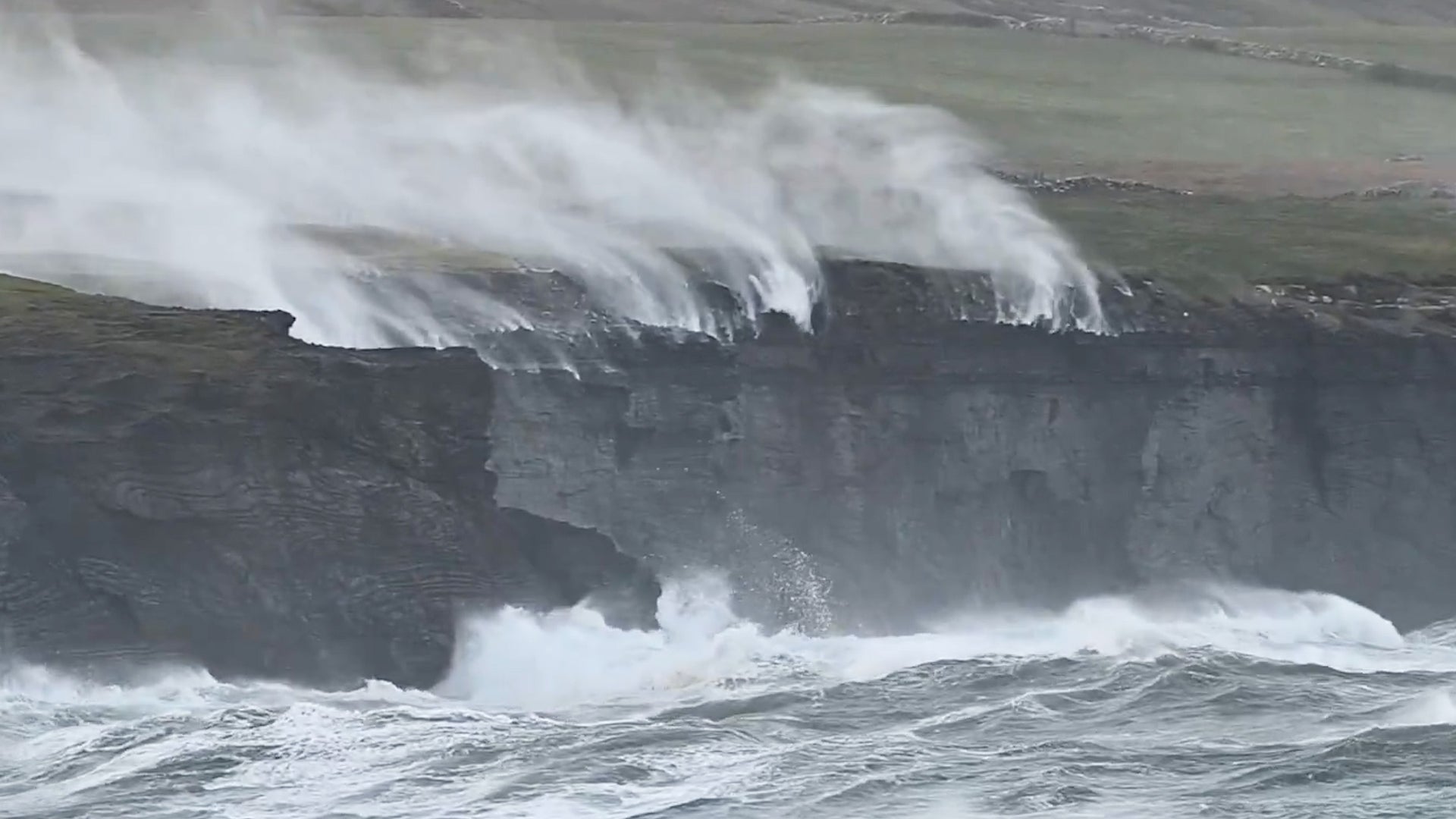 ‘Reverse’ Waterfalls Appear On Famed Ireland Cliffs Of Moher