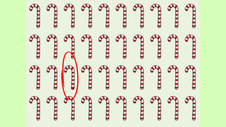 Optical Illusion: Are you sharp enough to find the odd candy cane?