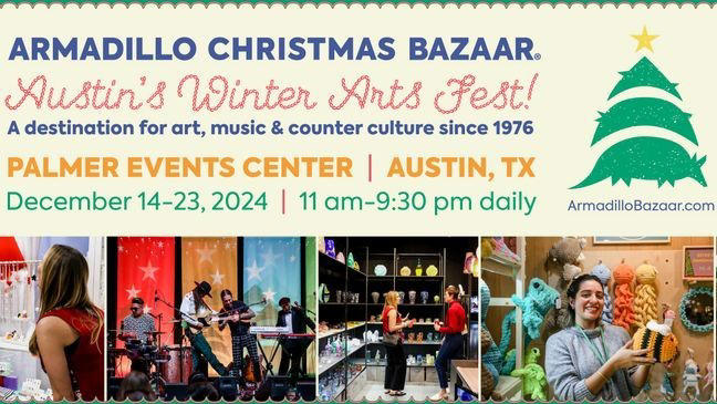 Experience Austin's festive Armadillo Bazaar featuring 200 artists, food, and live music
