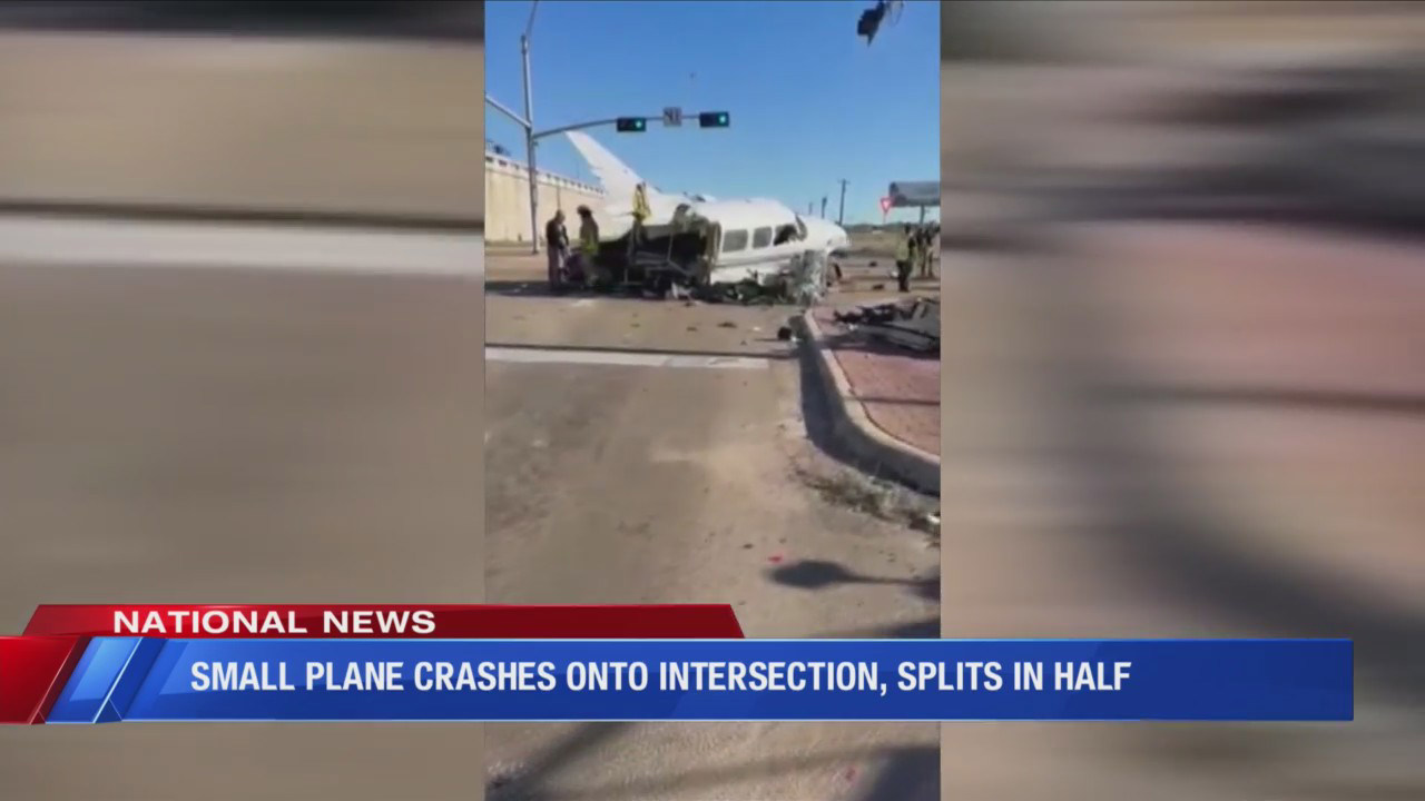 Small plane crashes onto intersection, splits in half Small plane crashes onto intersection, splits in half