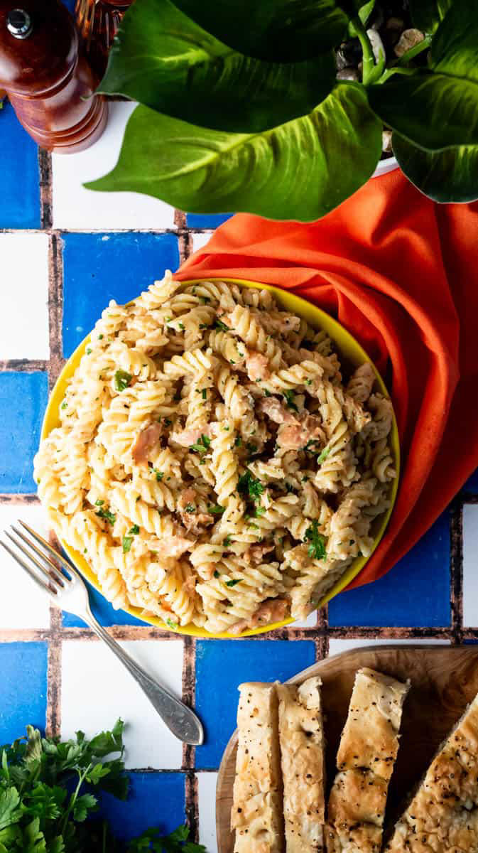 Creamy Smoked Salmon Fusilli Pasta - No Cheese