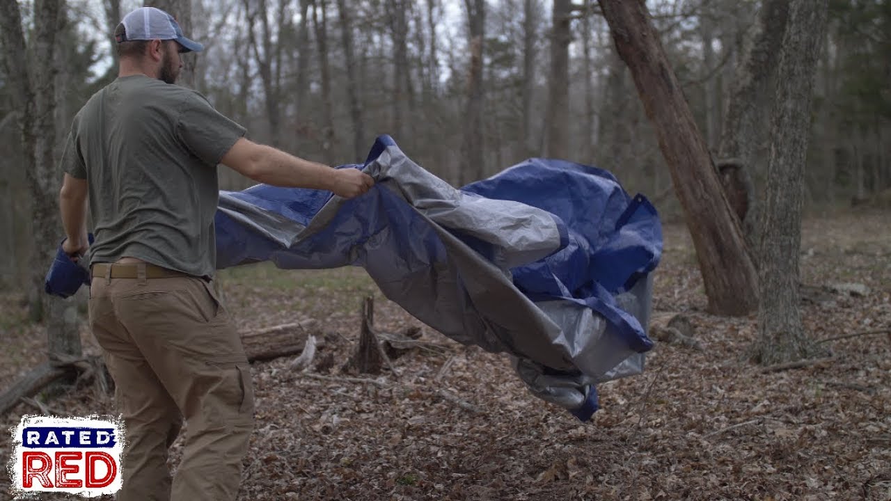 We try pitching a tarp tent in strong wind