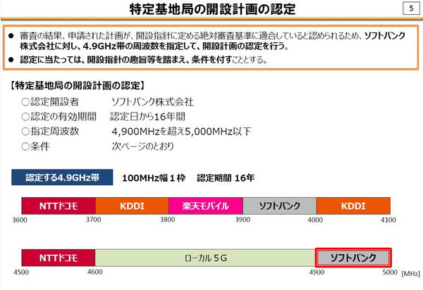 5Gの4.9GHzはソフトバンクに割り当て！ 悲願の宮川社長「AIなどで増えるトラフィックに対応」
