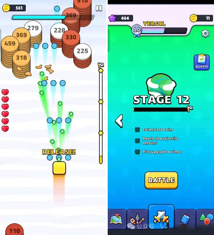 《Rapid Stack Blitz Game》：低成本极简美术，打造肉鸽射击爽游