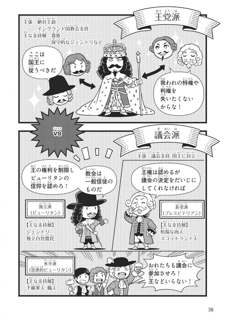 王党派と議会派が対立し共和政が成立。チャールズ1世が処刑された「ピューリタン革命」／学習まんが 世界の歴史8⑦