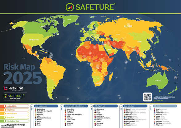 Global risk map reveals the most dangerous countries and cities Global risk map reveals the most dangerous countries and cities