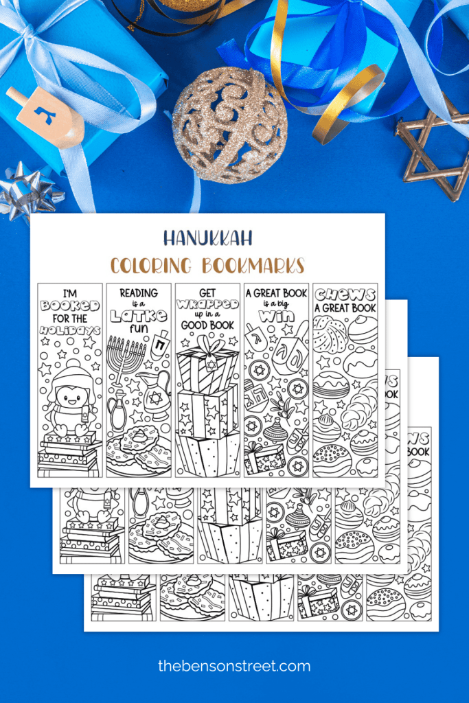 Free Printable Hanukkah Bookmarks to Color