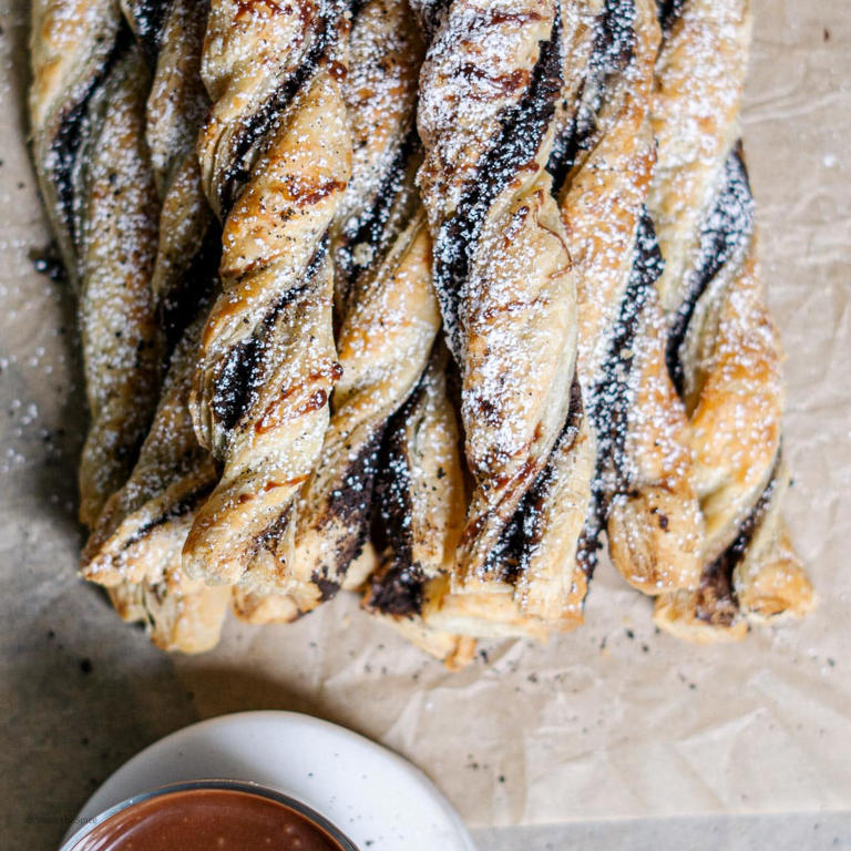 Oreo Puff Pastry Twists with Nutella Glaze