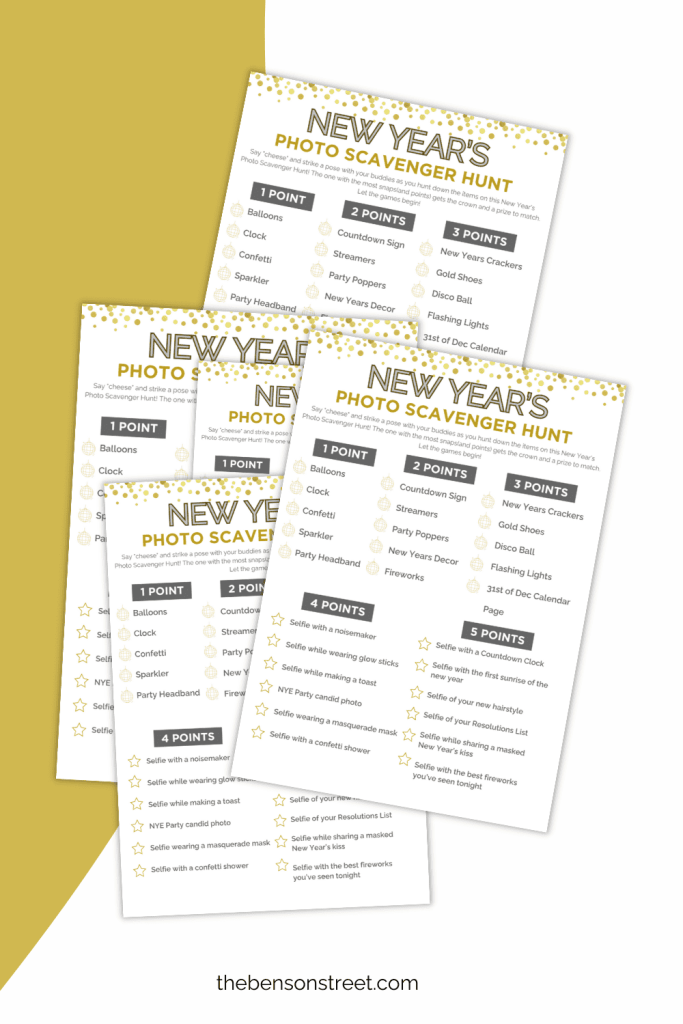 Free Printable New Year’s Photo Scavenger Hunt