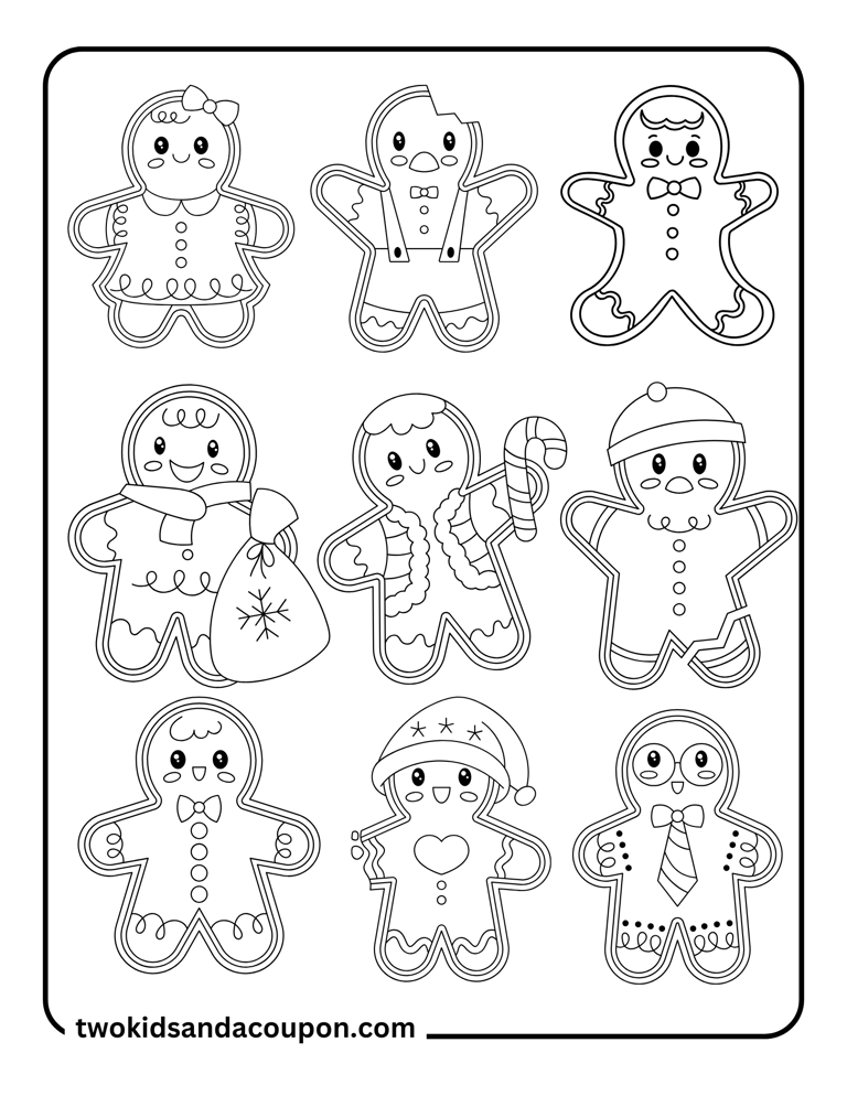 7 Christmas Cookie Coloring Pages