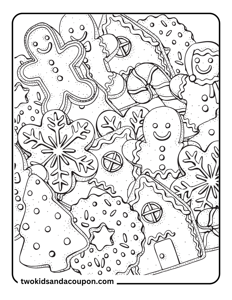 7 Christmas Cookie Coloring Pages
