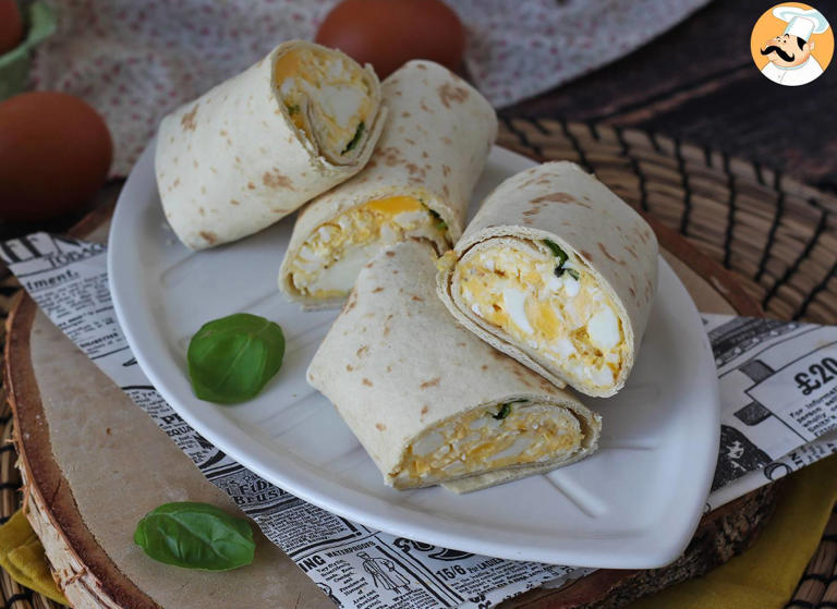 Zachte en super eiwitrijke ei en feta wrap