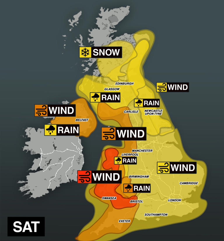 Weather warnings explained as Storm Darragh batters UK