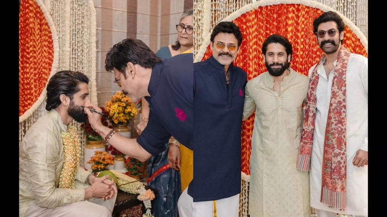 Venkatesh Puts Kala Tika On Naga Chaitanya During The Wedding; Shares ... Venkatesh Puts Kala Tika On Naga Chaitanya During The Wedding; Shares ...