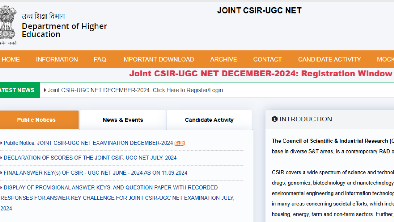 CSIR UGC NET December 2024 registration begins, check direct link here CSIR UGC NET December 2024 registration begins, check direct link here
