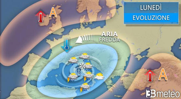 Meteo, vortice ciclonico con allerta piogge, venti e neve. Break da mercoledì, poi ancora ...