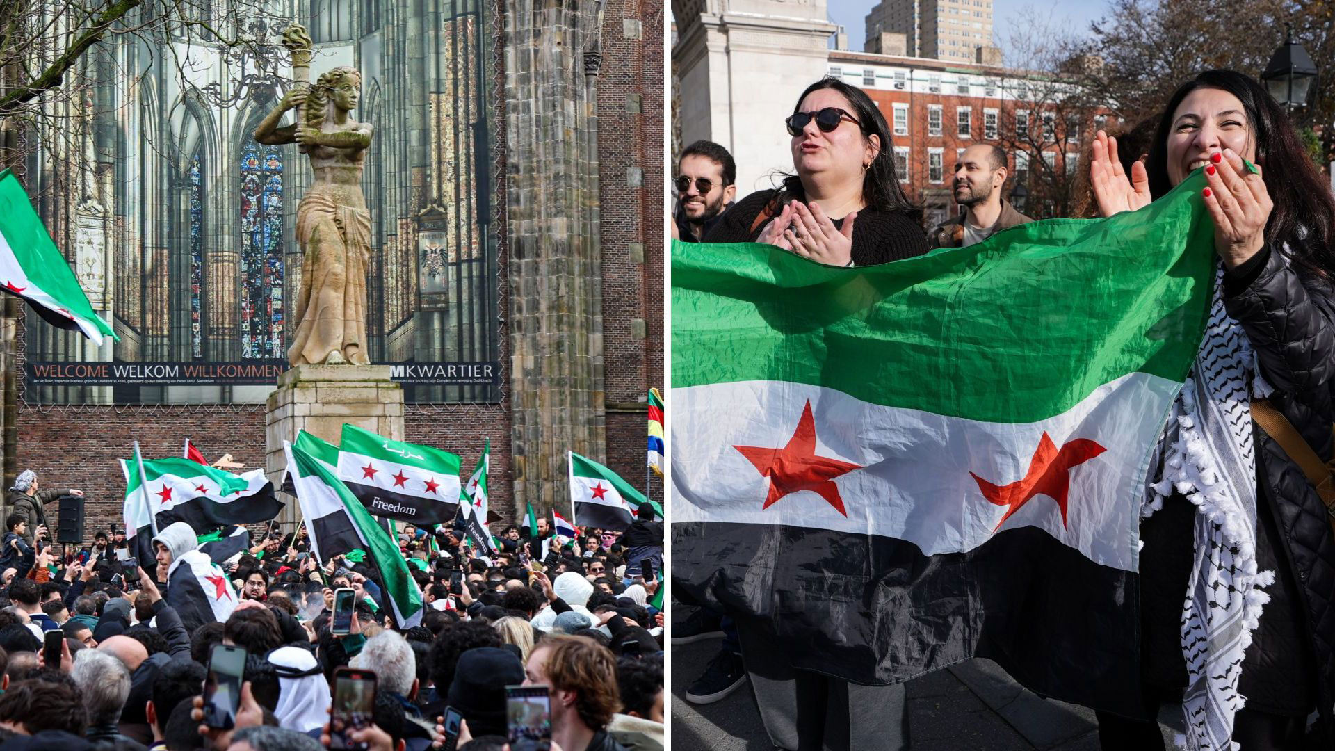 Des Syriens de partout célèbrent la chute du régime de Bachar al-Assad Des Syriens de partout célèbrent la chute du régime de Bachar al-Assad