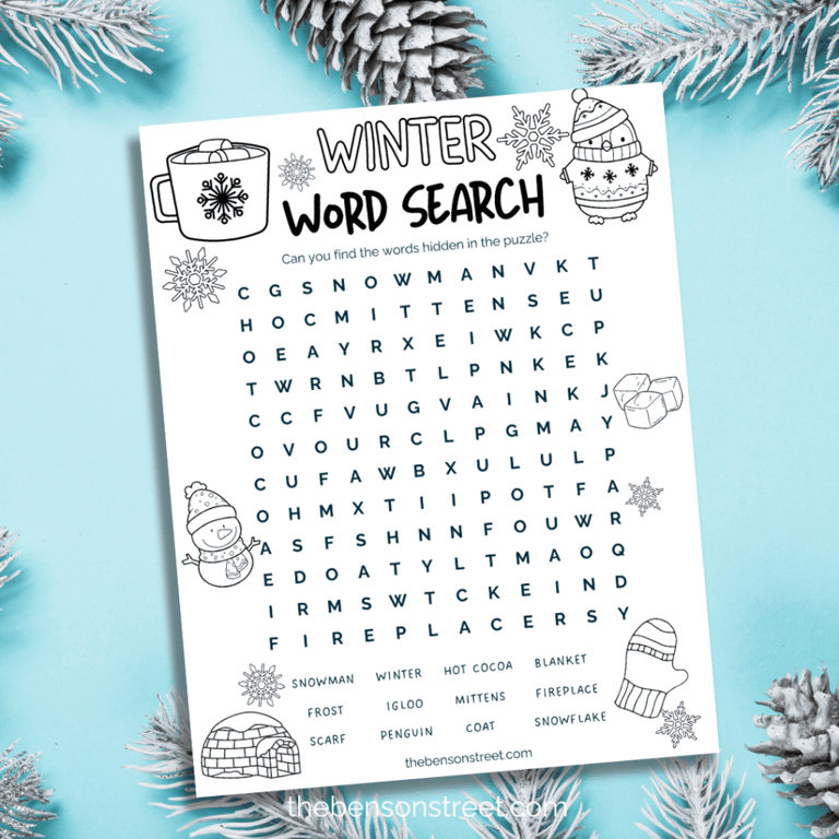 Free Winter Word Search Printable Game