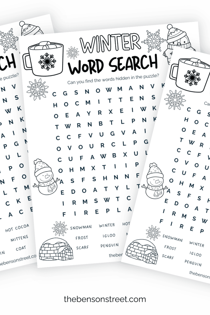 Free Winter Word Search Printable Game