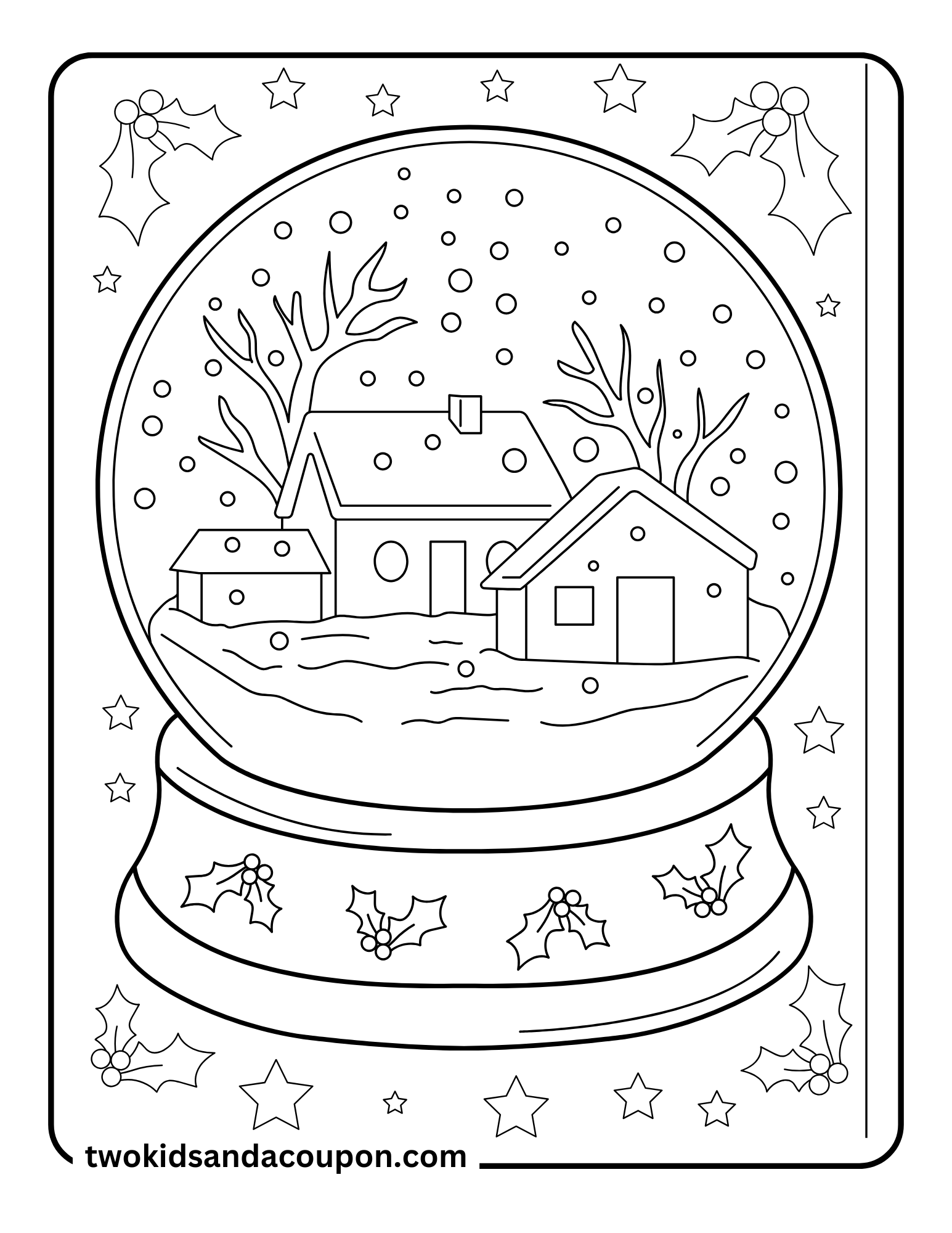 Shake things up with snow globe coloring pages