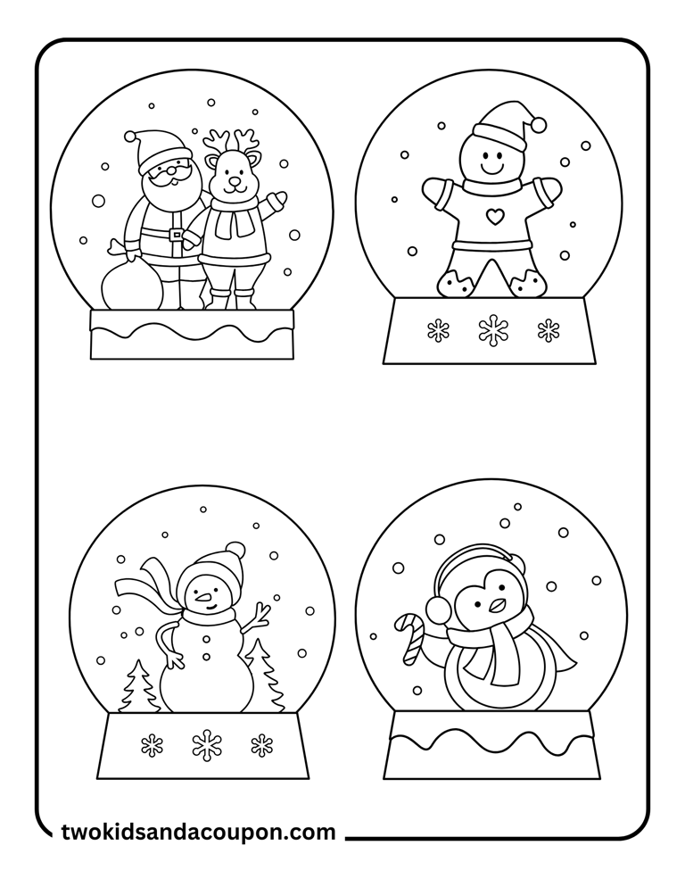 Shake things up with snow globe coloring pages