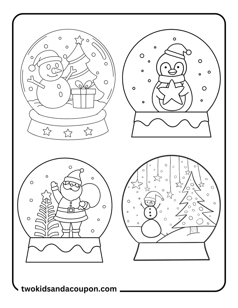 Shake things up with snow globe coloring pages