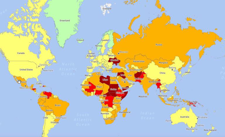 Risk Map 2025: Die sichersten und gefährlichsten Reiseziele