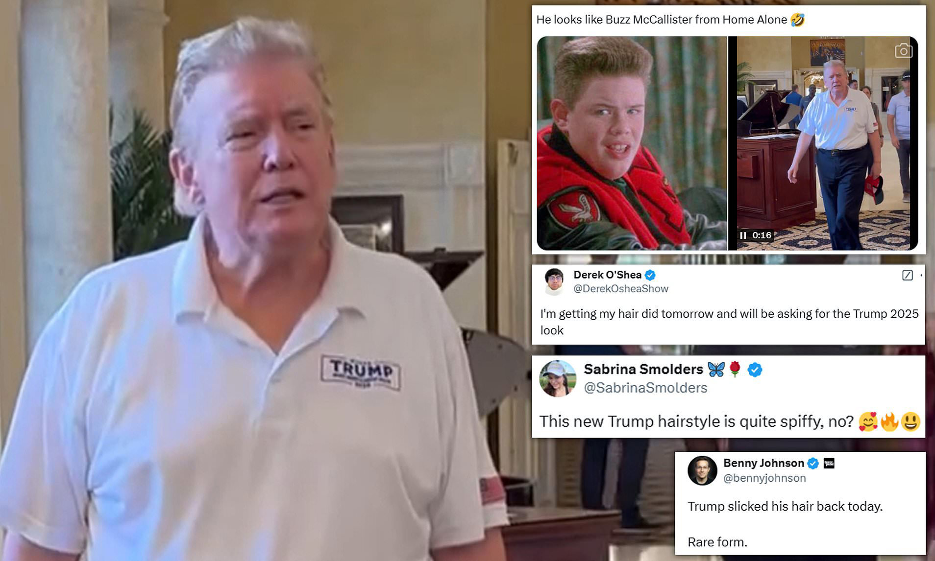 Donald Trump's swept back 'hat hair' has the internet ablaze Donald Trump's swept back 'hat hair' has the internet ablaze