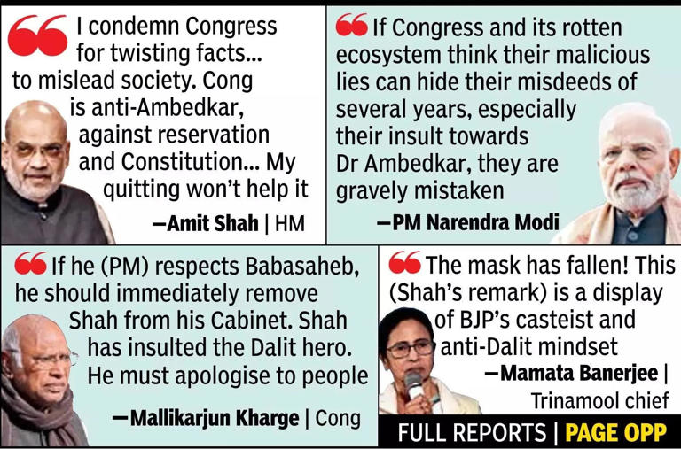 Ambedkar row: Govt, opposition face off over Amit Shah remarks Ambedkar row: Govt, opposition face off over Amit Shah remarks