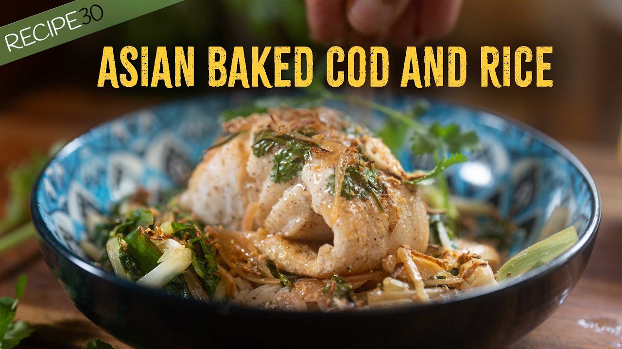 Soy-Glazed Baked Cod with Bok Choy and Rice