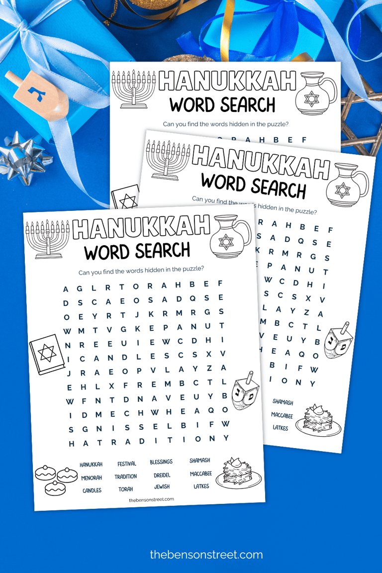 FREE Printable Hanukkah Word Search Activity