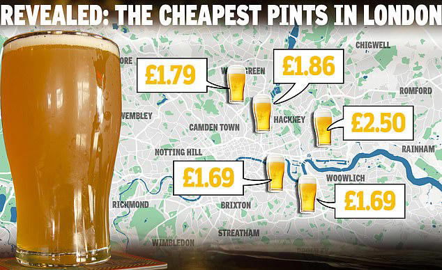 Map shows the London pubs selling pints for less than £2