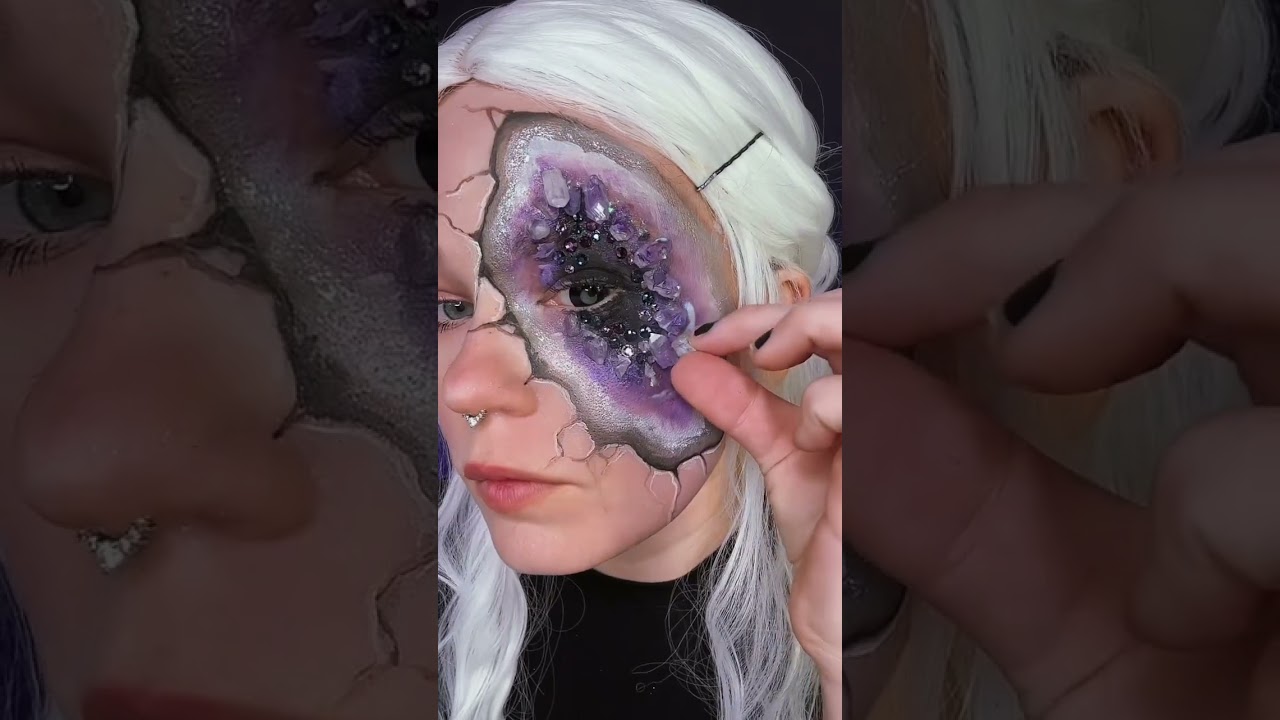 Amethyst Geode Makeup with Crystals