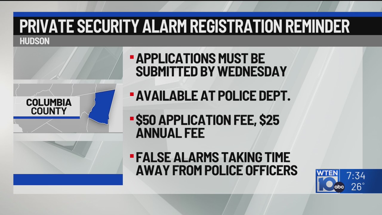 Private security alarm registration reminder